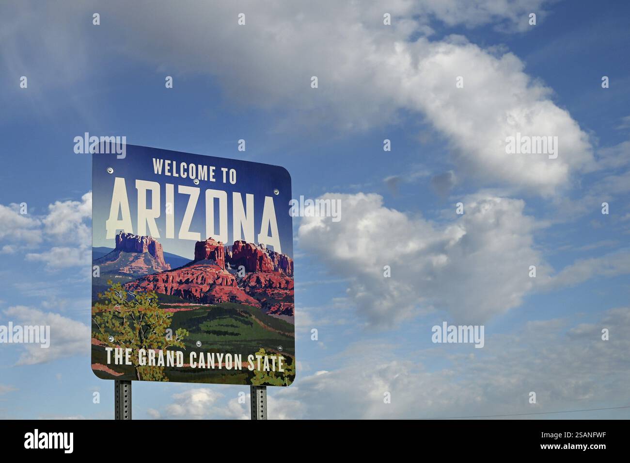 Welcome to Arizona, National border sign along Route 66, Arizona, USA ...