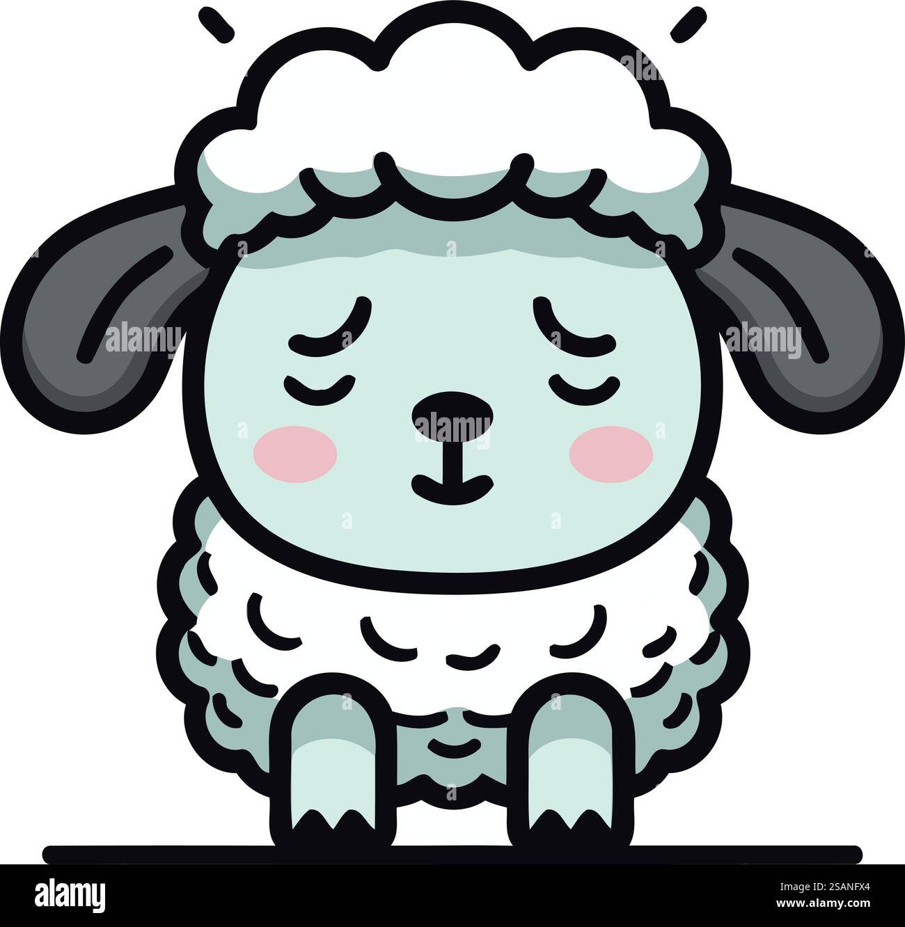 Cute sheep with sad eyes. Vector illustration in cartoon style Stock ...