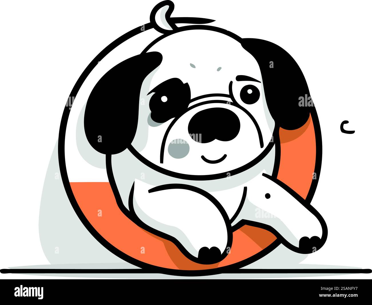 Cute pug dog in an orange circle. Vector illustration Stock Vector ...