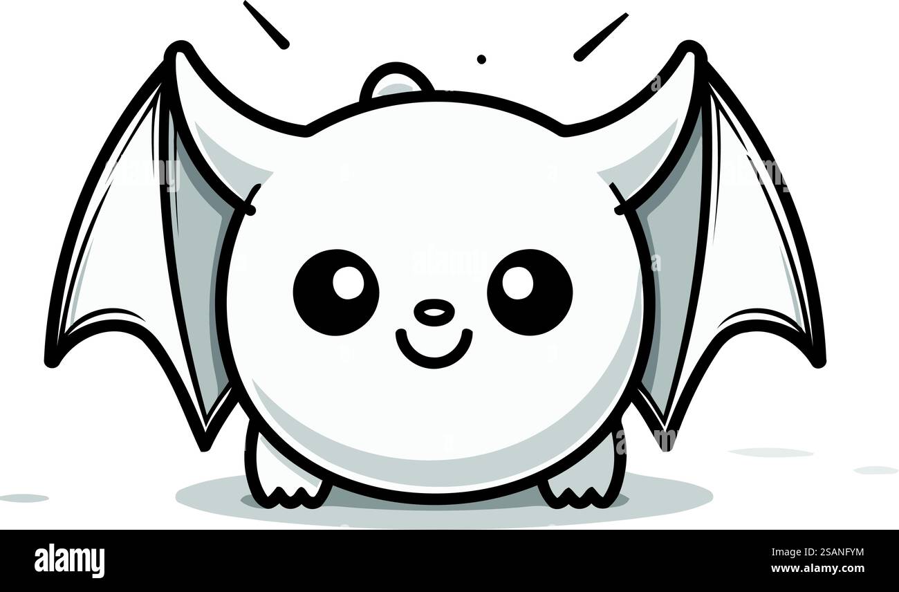 Cute Bat Cartoon Mascot Character. Vector Illustration Stock Vector ...