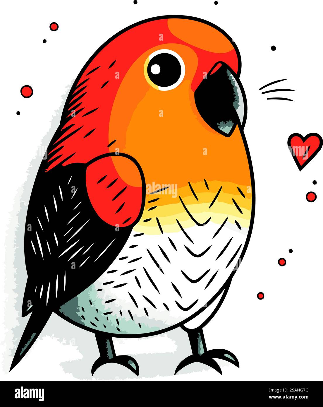 Cute parrot with heart. Vector illustration on white background Stock ...