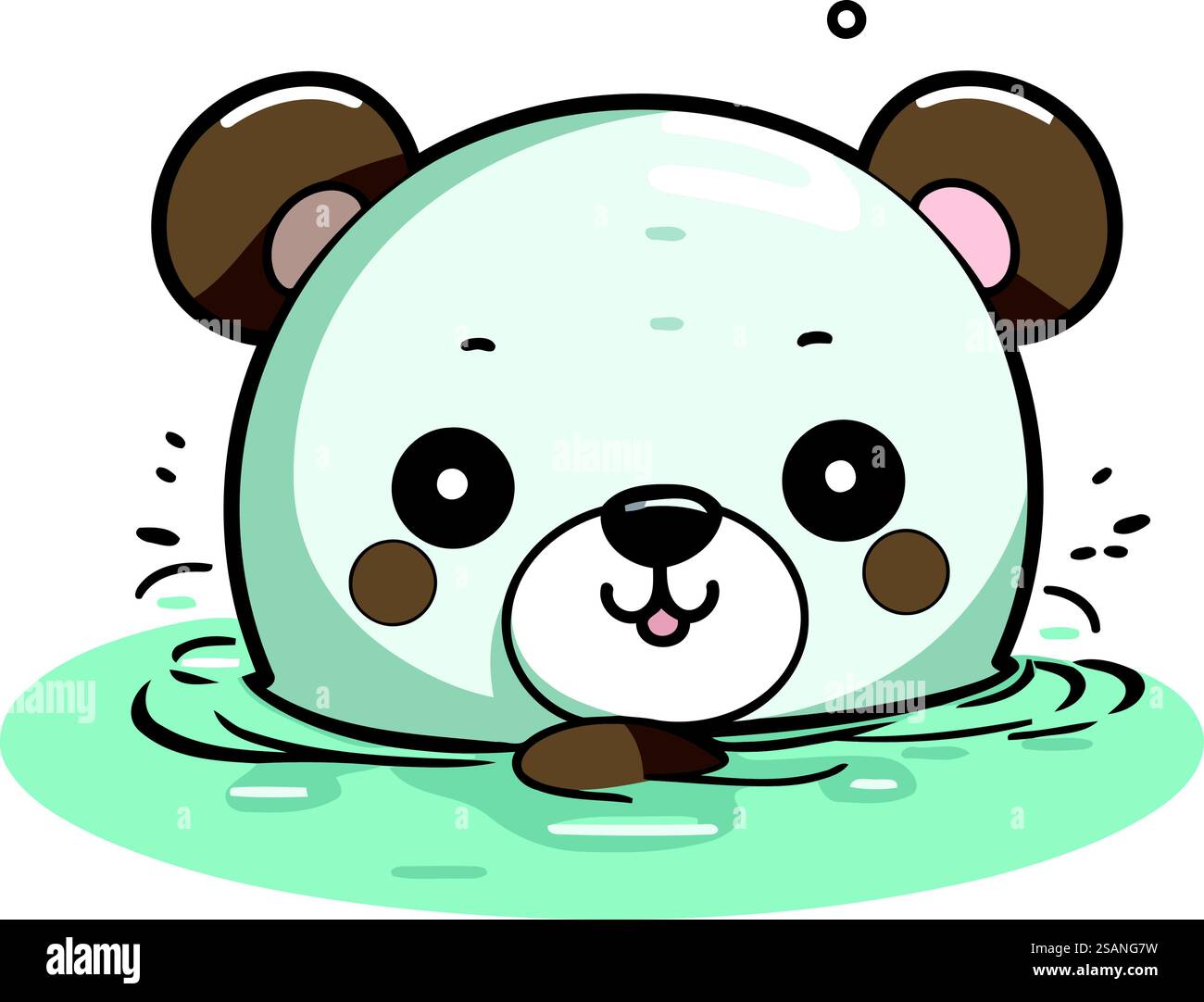 Cute cartoon panda bear swimming in water. Vector illustration Stock ...