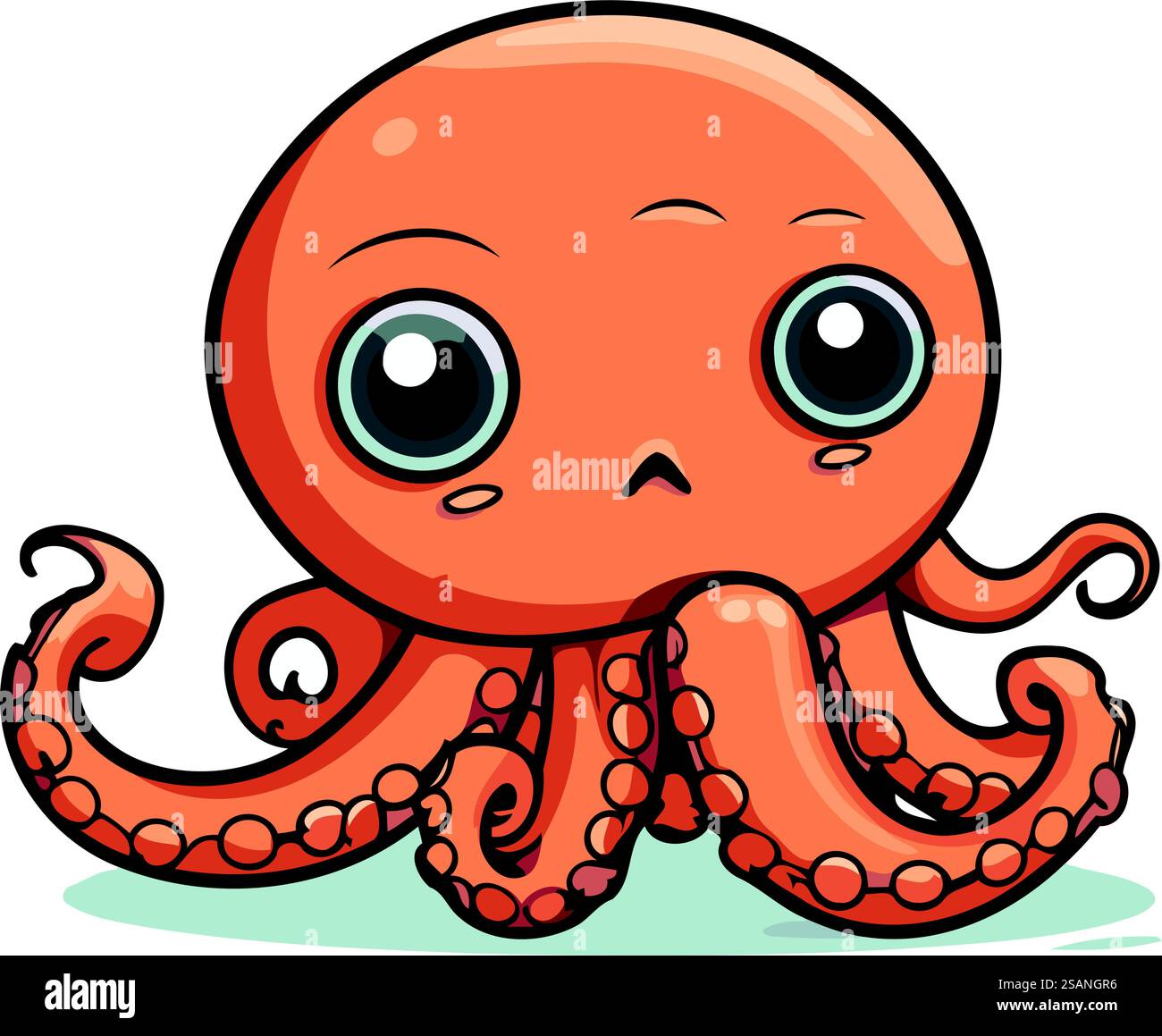 Cute cartoon octopus isolated on white background. Vector illustration ...