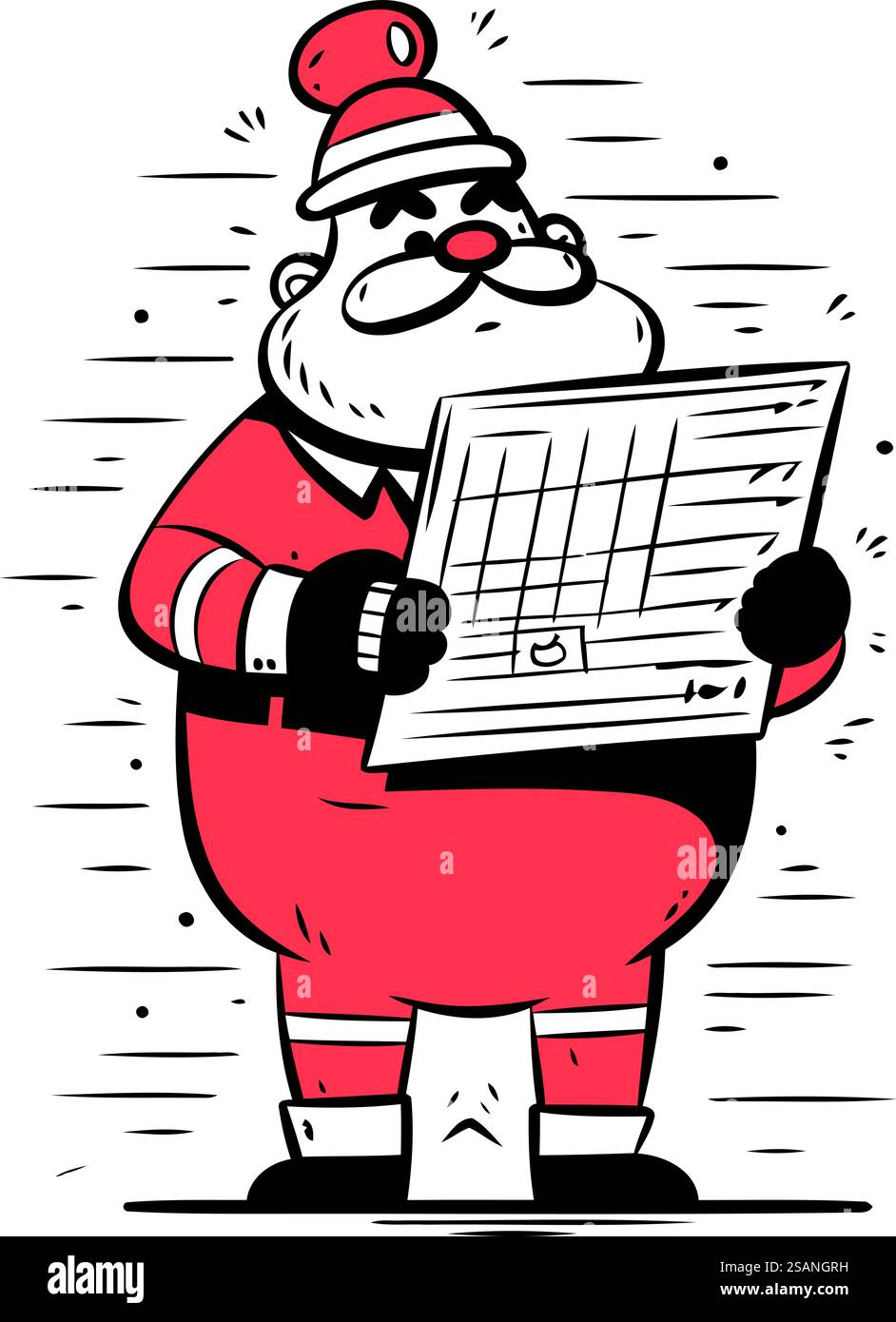 Santa Claus holding a newspaper. Vector illustration in cartoon comic ...