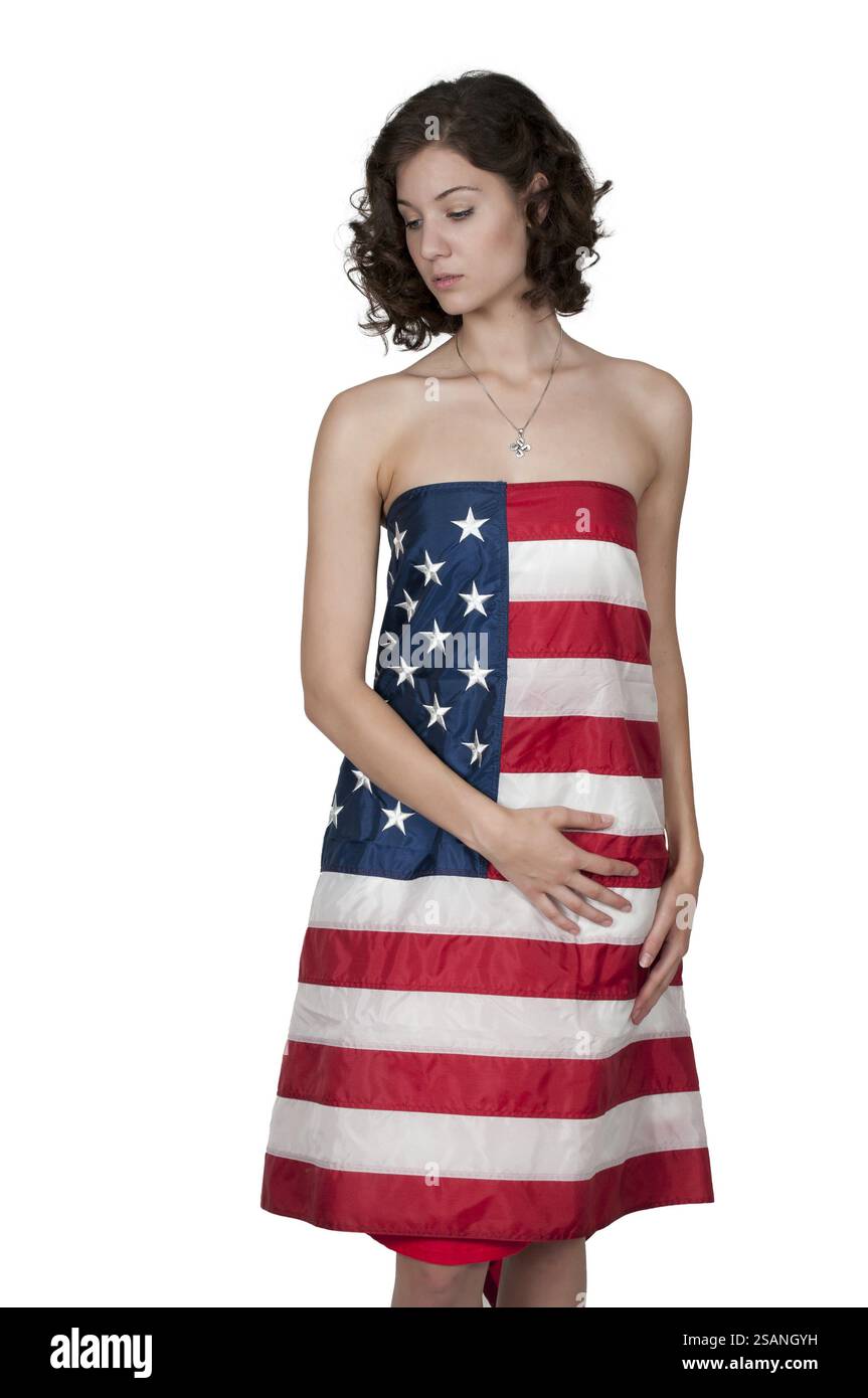 Beautiful young woman flags hi-res stock photography and images - Alamy