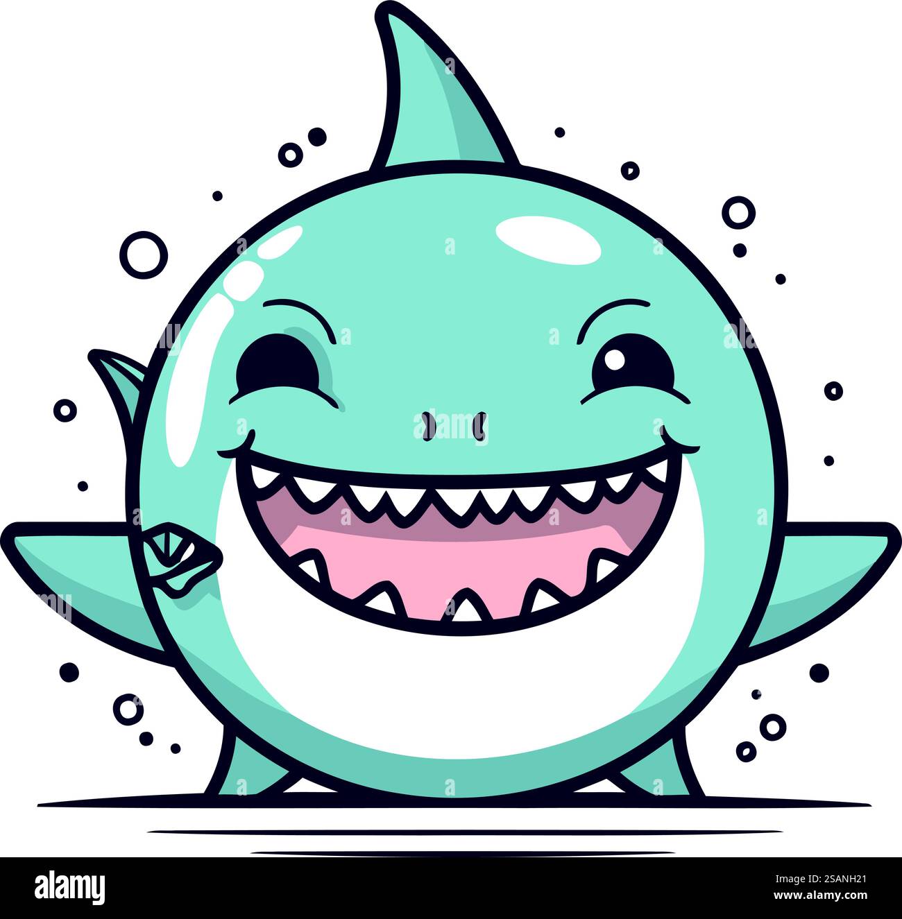 Cute cartoon shark. Vector illustration of a funny cartoon shark Stock ...