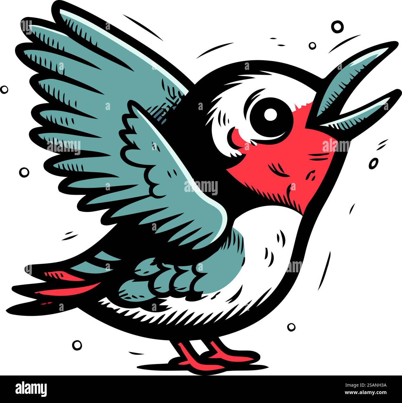 Vector hand drawn illustration of a cute little cartoon swallow ...