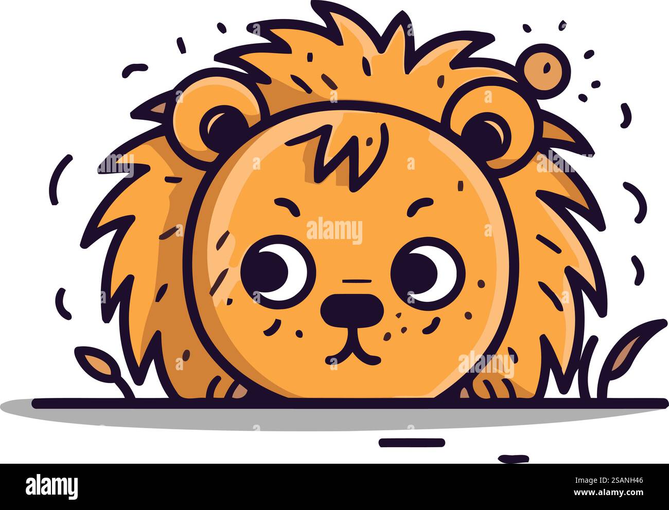 Cute cartoon lion. Vector illustration in doodle style Stock Vector ...
