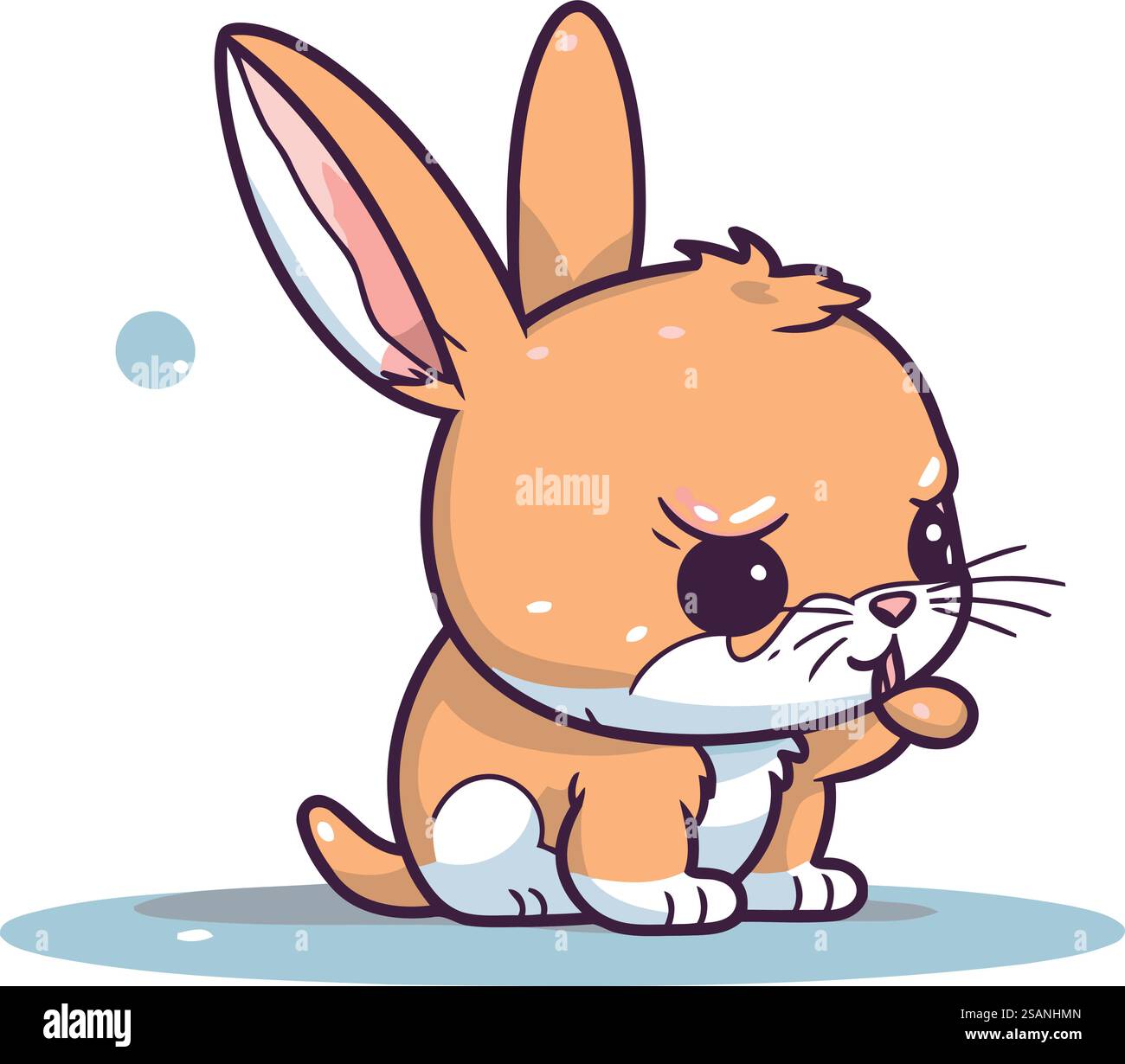Cute cartoon rabbit sitting and holding a mouse. Vector illustration ...