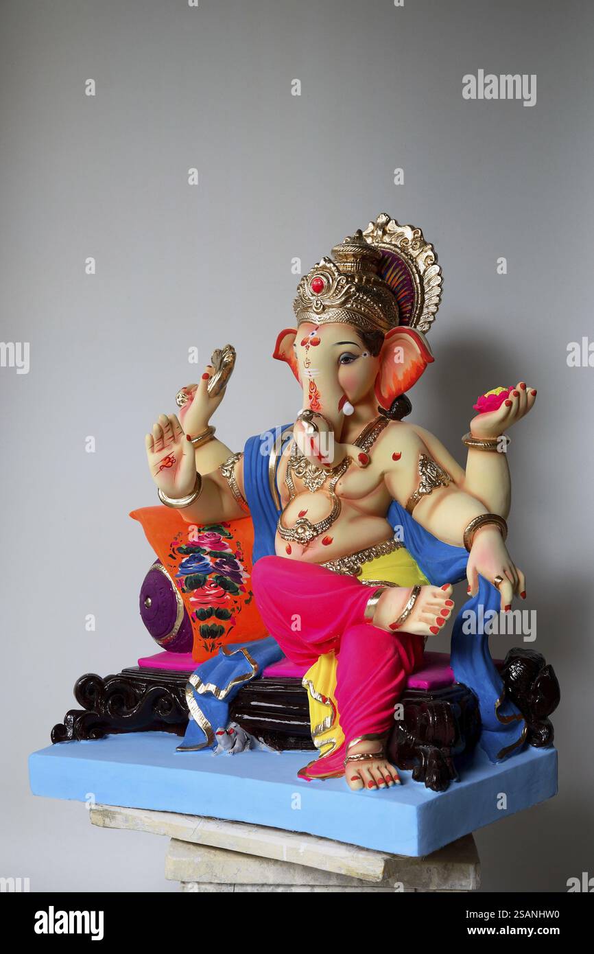 Lord Ganpati elephant head god made from mud clay and jute for Ganesh ...