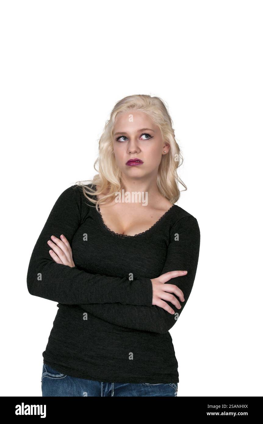 Beautiful young woman with the look of disgust Stock Photo - Alamy