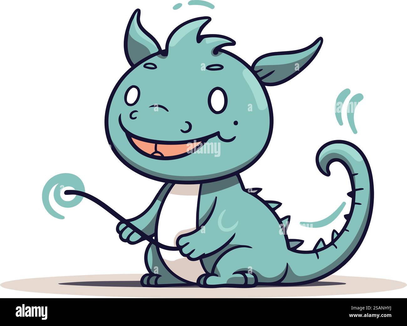 Funny cartoon dragon. Vector illustration. Isolated on white background ...
