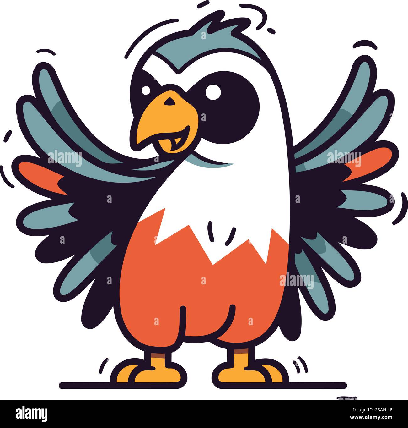 Cute cartoon bald eagle. Vector illustration. Isolated on white ...