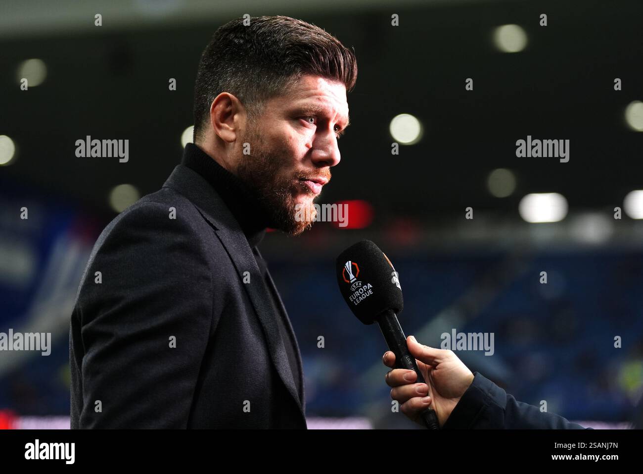 Union SG head coach Sebastien Pocognoli being interviewed before the ...