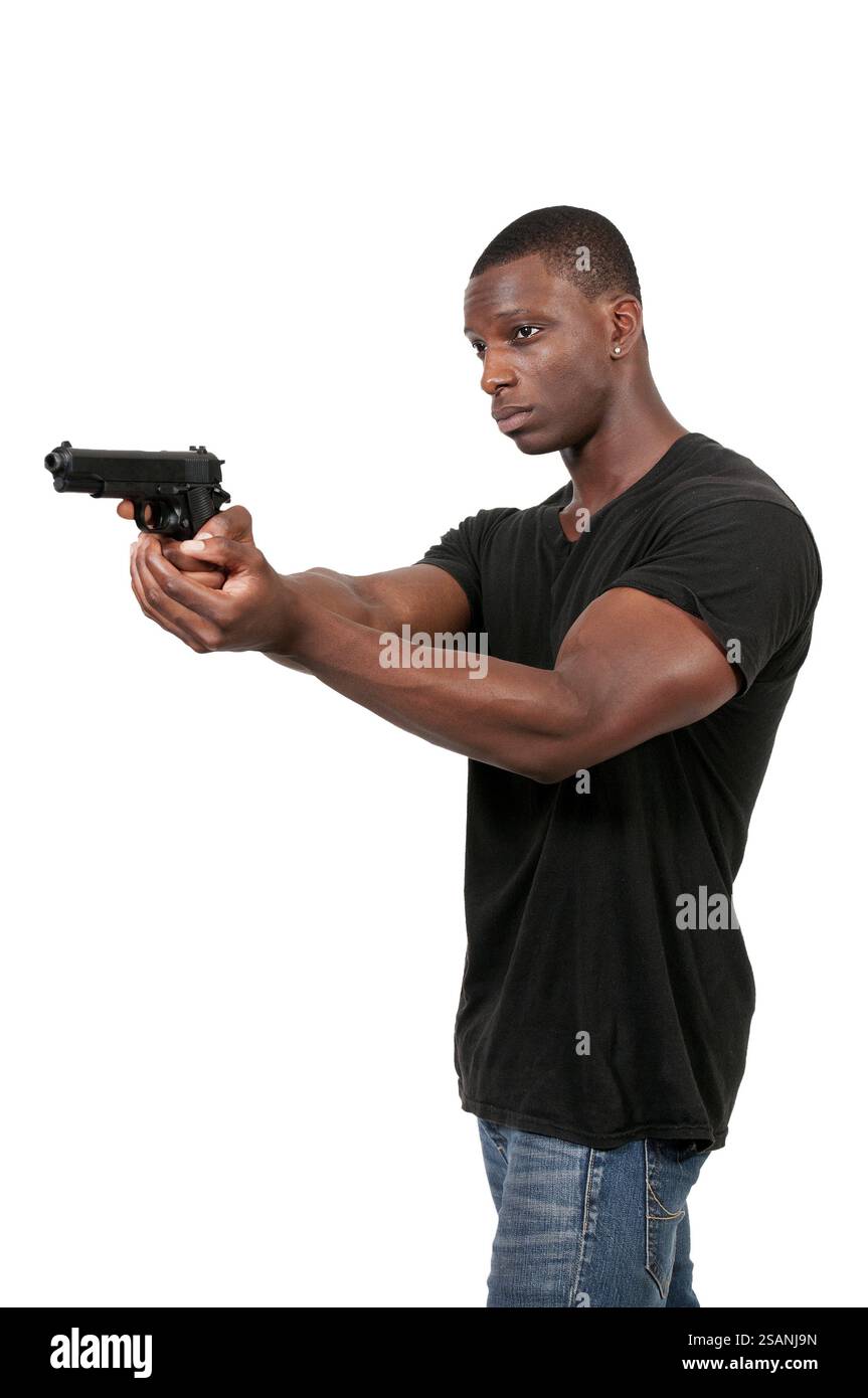 Police detective man on the job with a gun Stock Photo - Alamy