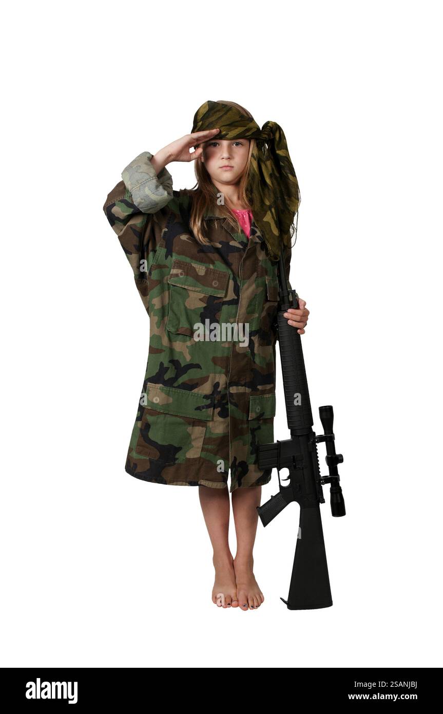 Beautiful young woman soldier with a M16 rifle Stock Photo - Alamy