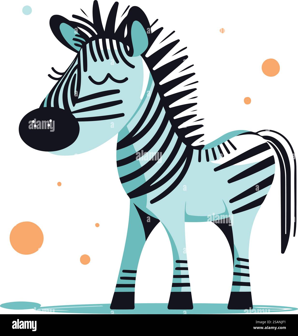 Zebra. Cute animal. Vector illustration in flat style Stock Vector ...