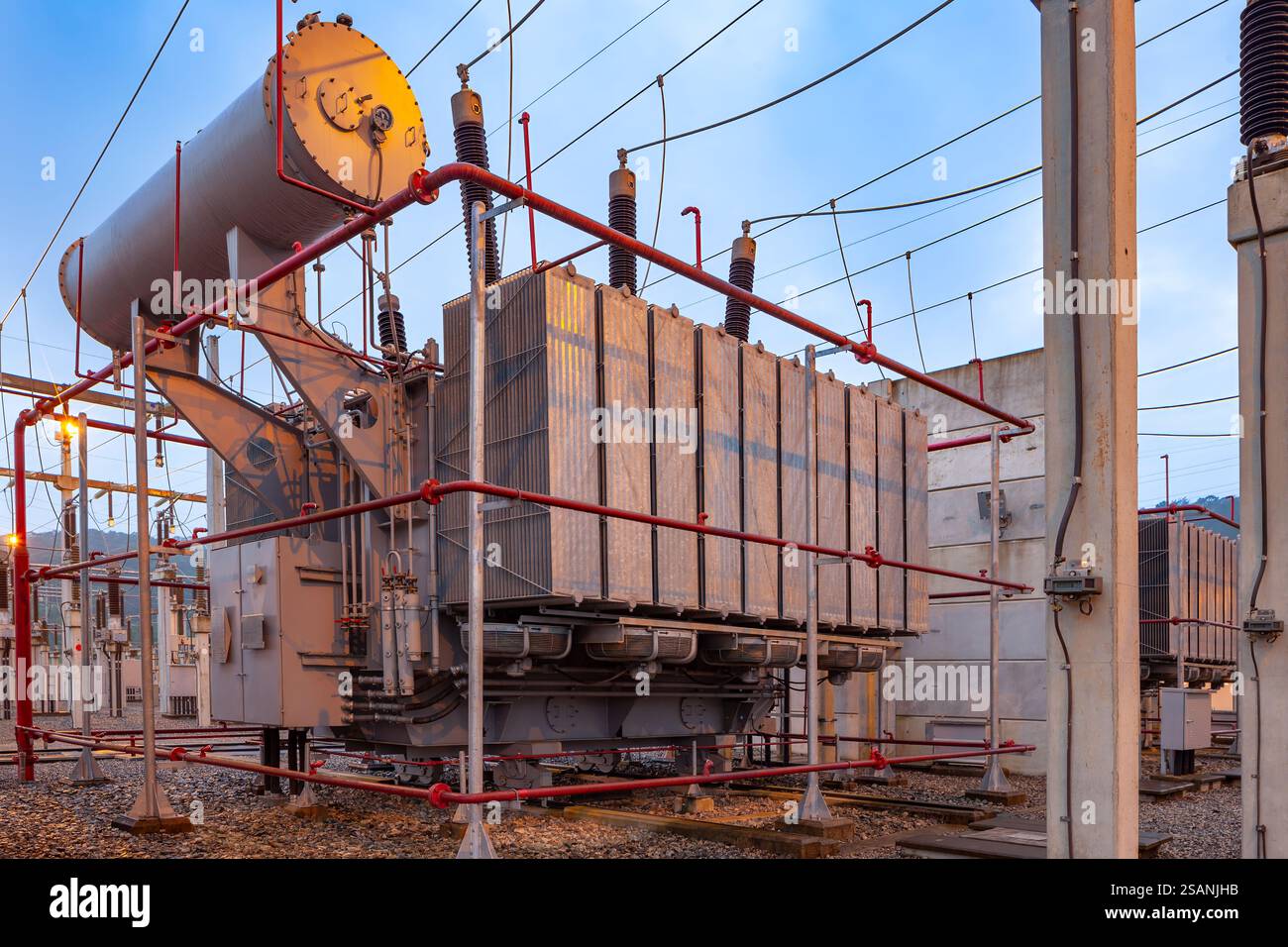 Power Transformers in High Voltage Electrical Outdoor Substation Stock ...