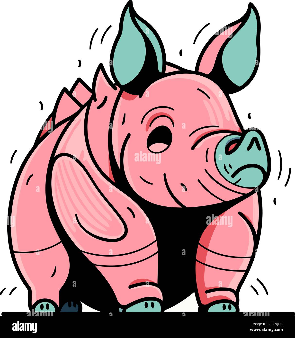 Funny cartoon pig. Vector illustration of a funny cartoon pig Stock ...
