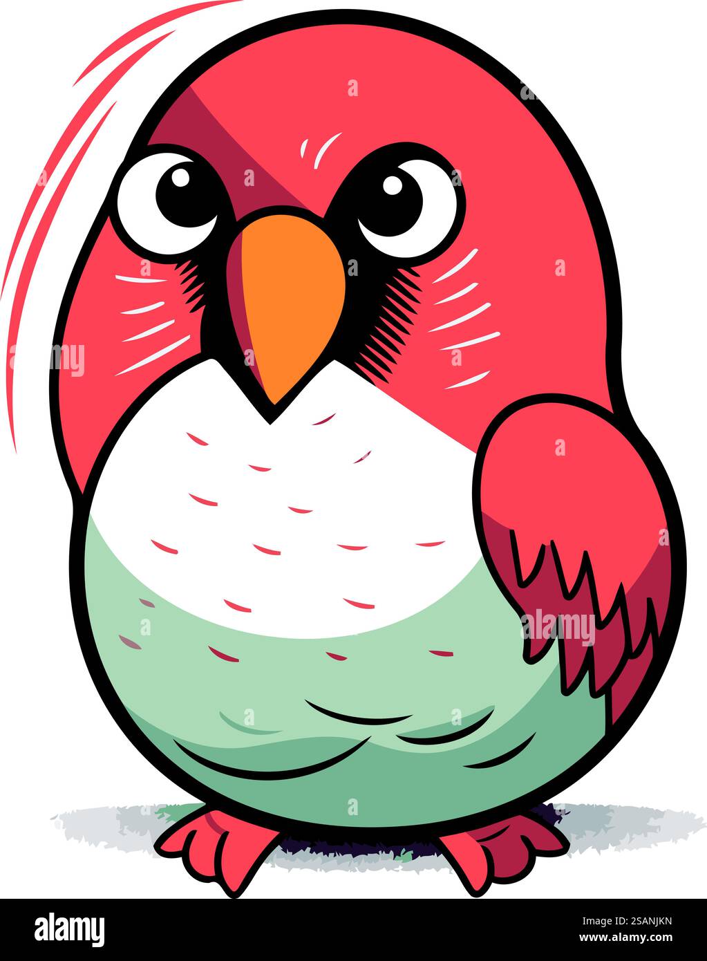 Cute cartoon red bird isolated on white background. Vector illustration ...