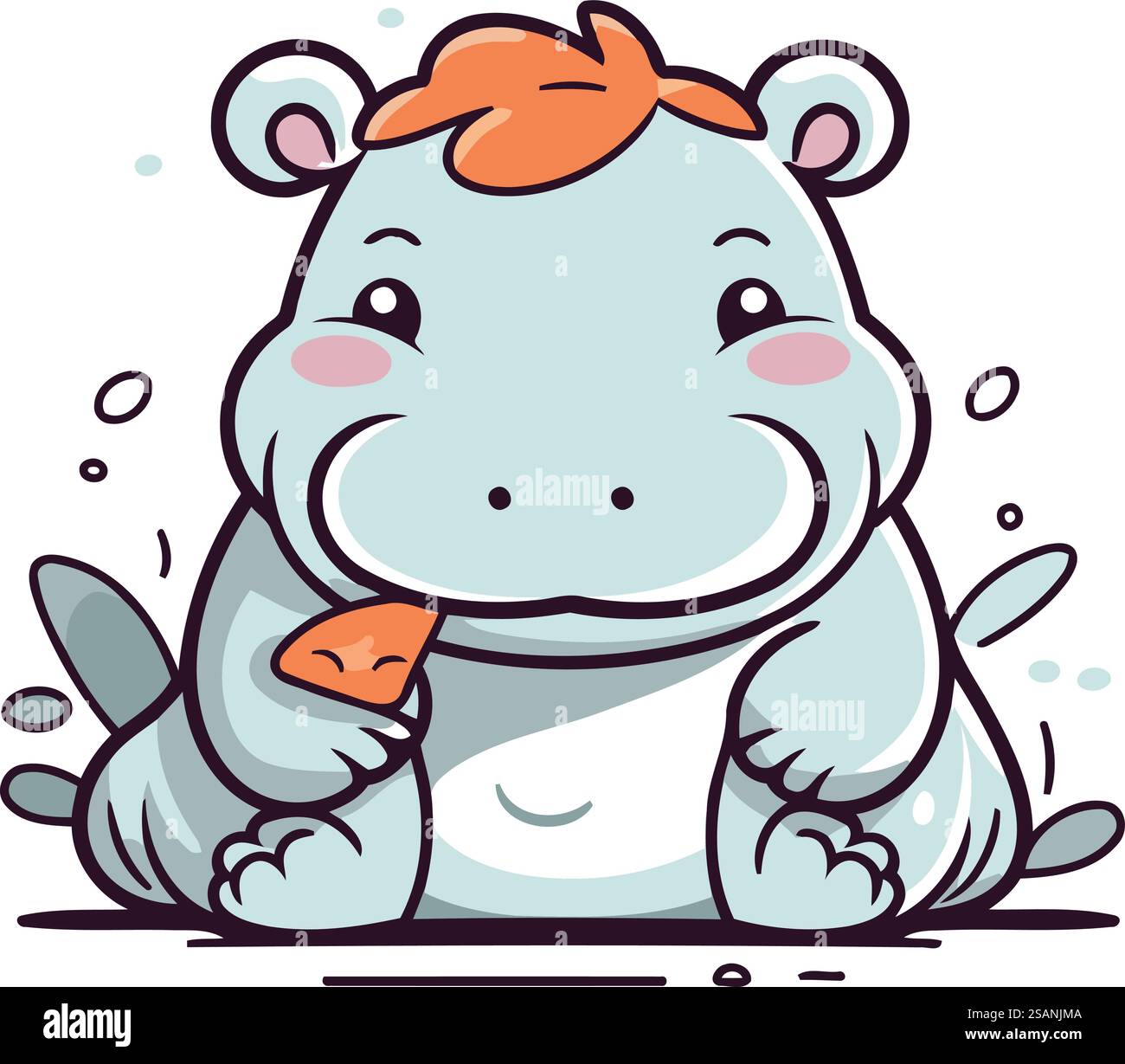Cute hippo sitting and eating carrot. Cartoon vector illustration Stock ...