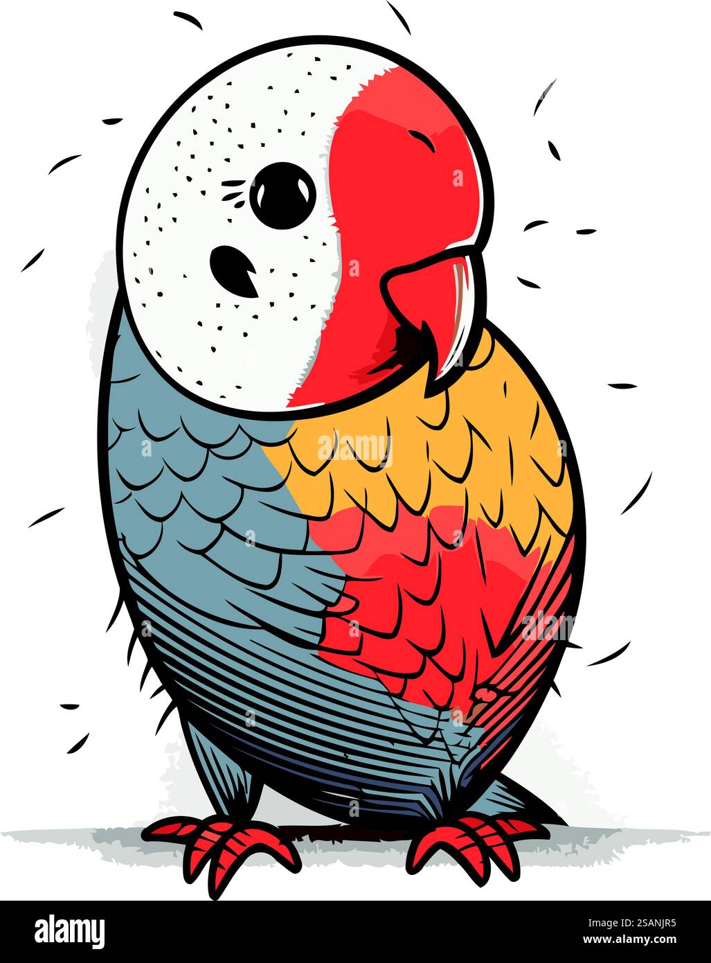 Parrot isolated on white background. Hand drawn vector illustration in ...