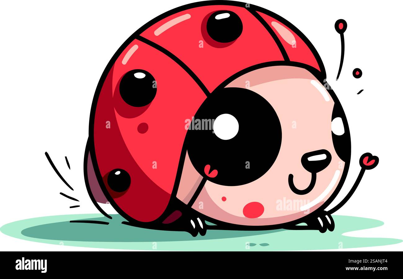 Cute ladybug cartoon vector illustration. Isolated on white background ...