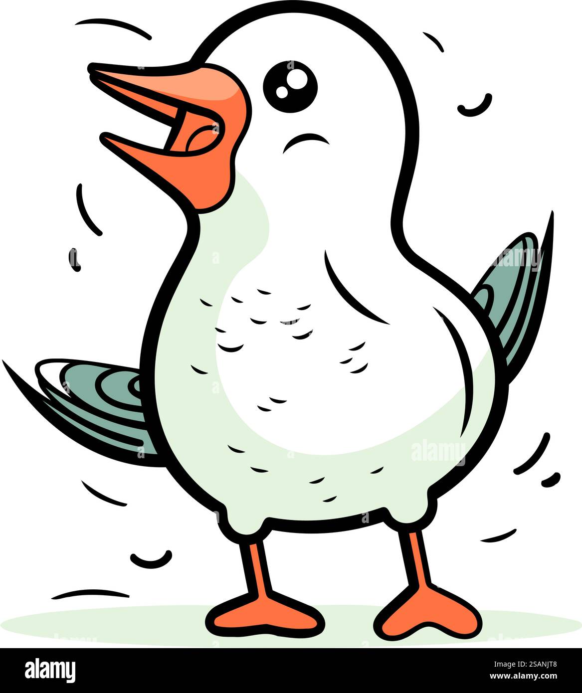 Cartoon vector illustration of cute funny seagull. Funny bird Stock ...