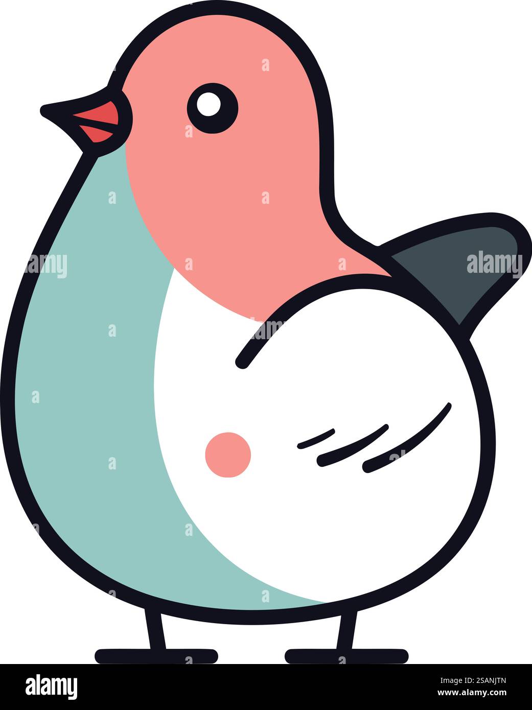 Vector illustration of cute little bird isolated on white background ...