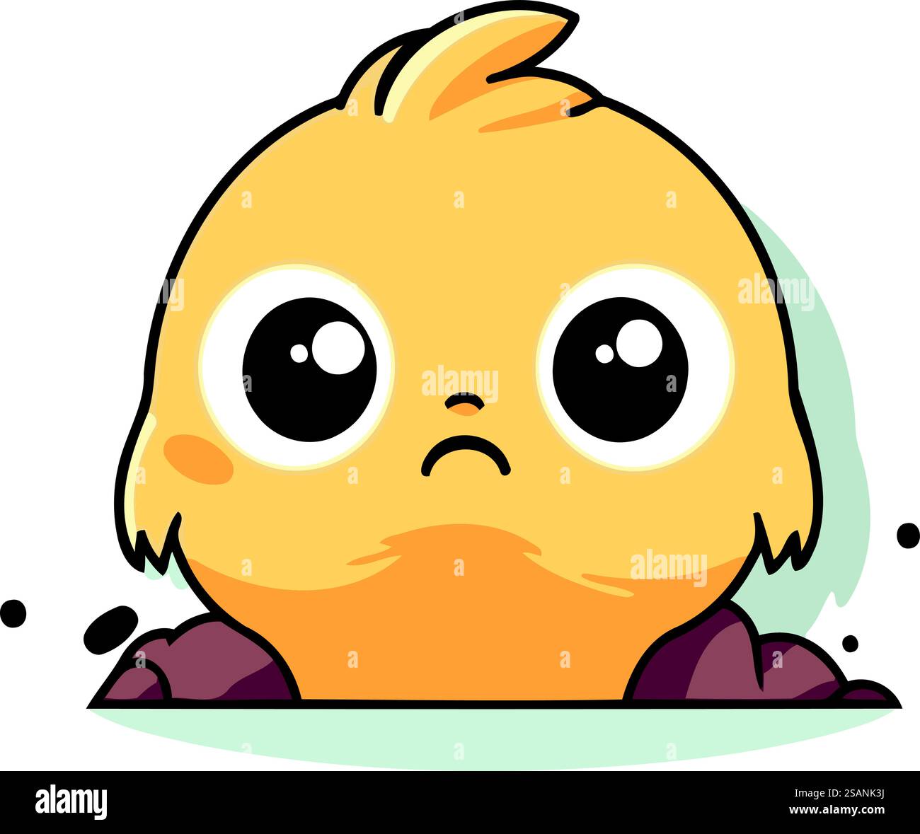 Cute chicken with sad eyes. Vector illustration in cartoon style Stock ...