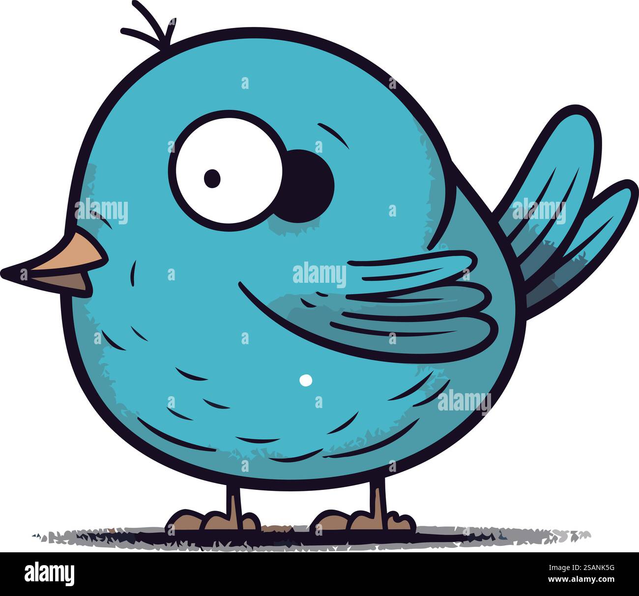 Cute blue bird on a white background. Cartoon vector illustration Stock ...