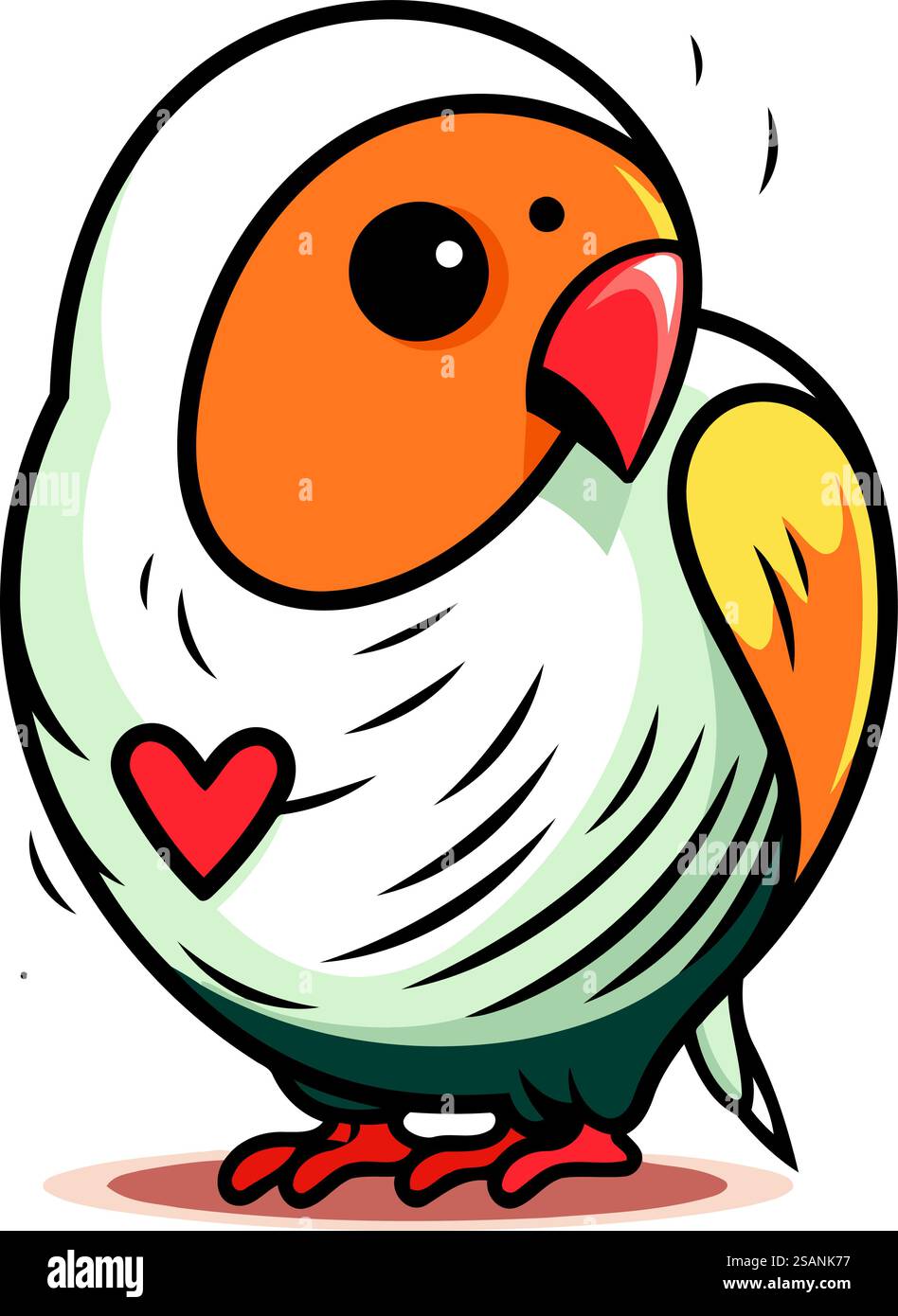 Cute cartoon parrot with heart. Vector illustration isolated on white ...
