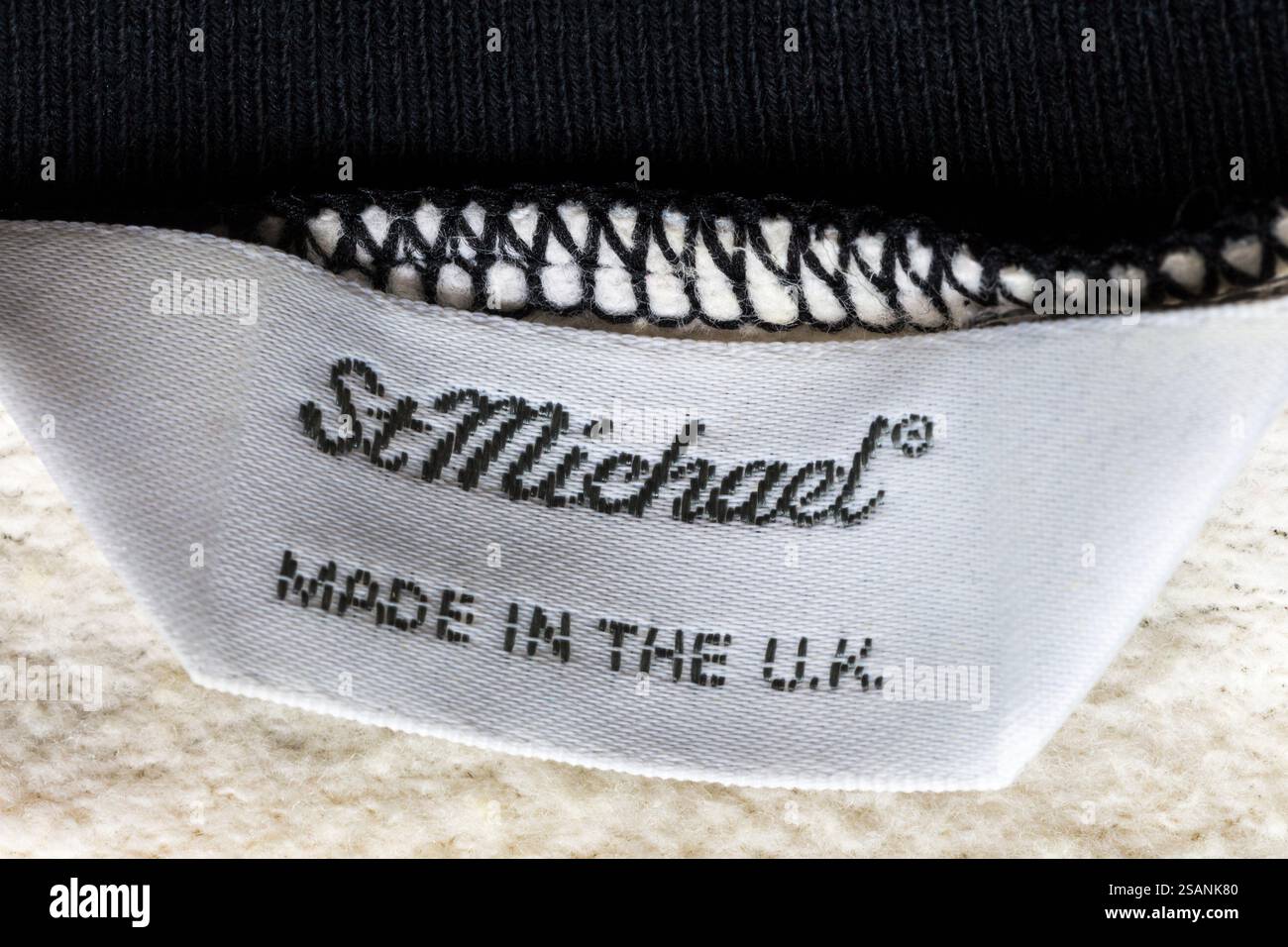 St Michael label made in UK label inside jumper Stock Photo - Alamy