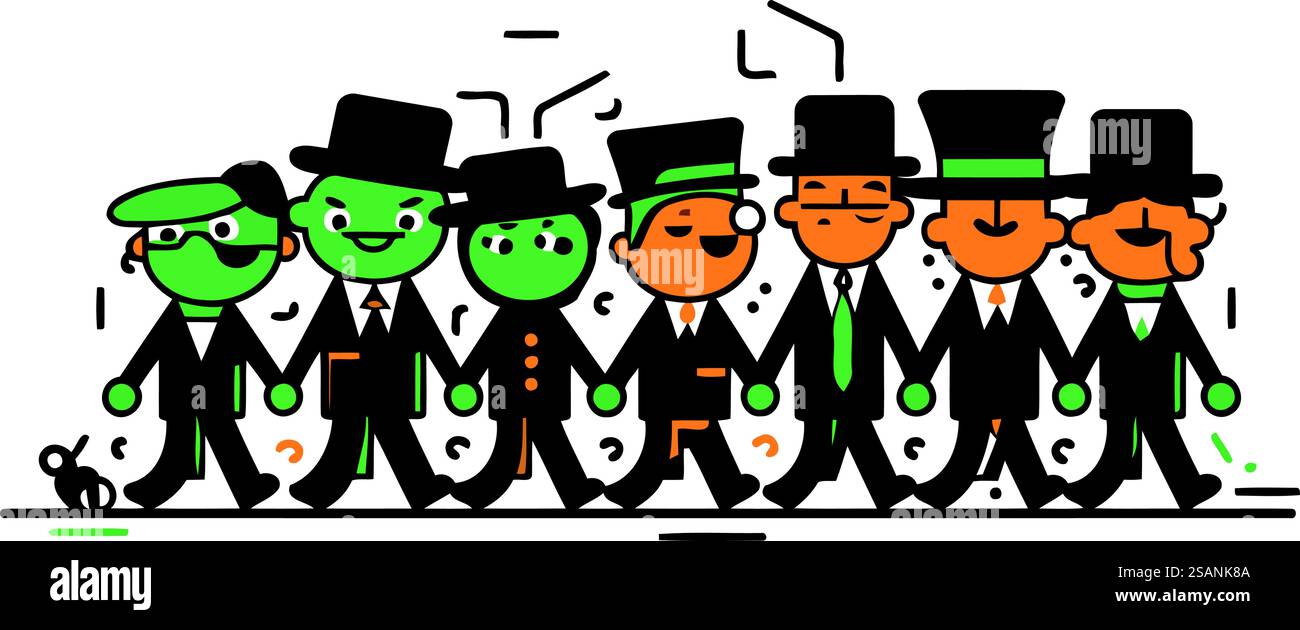 Illustration of a group of gangsters dancing. Vector illustration Stock ...