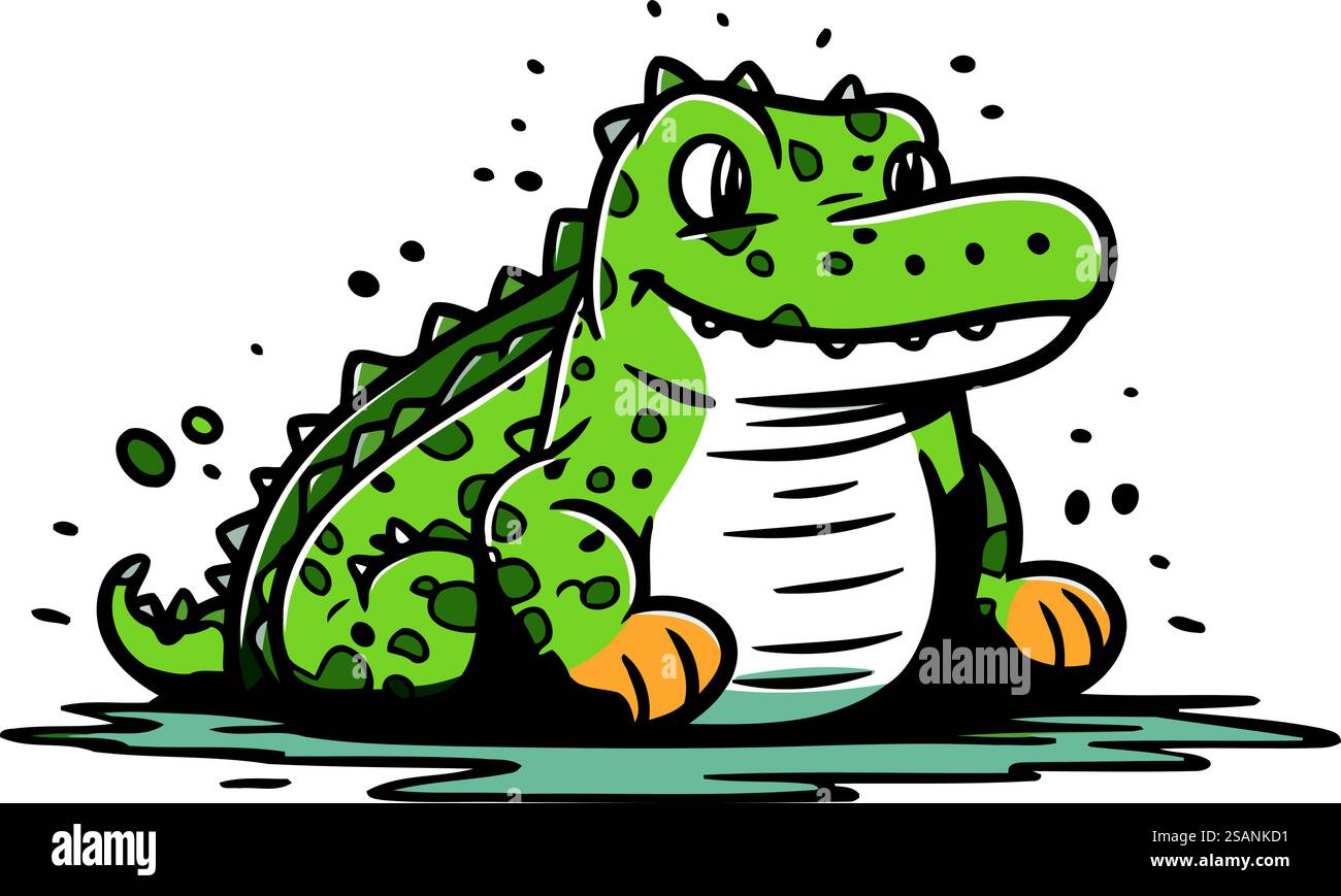 Crocodile vector illustration. Cute cartoon crocodile Stock Vector ...