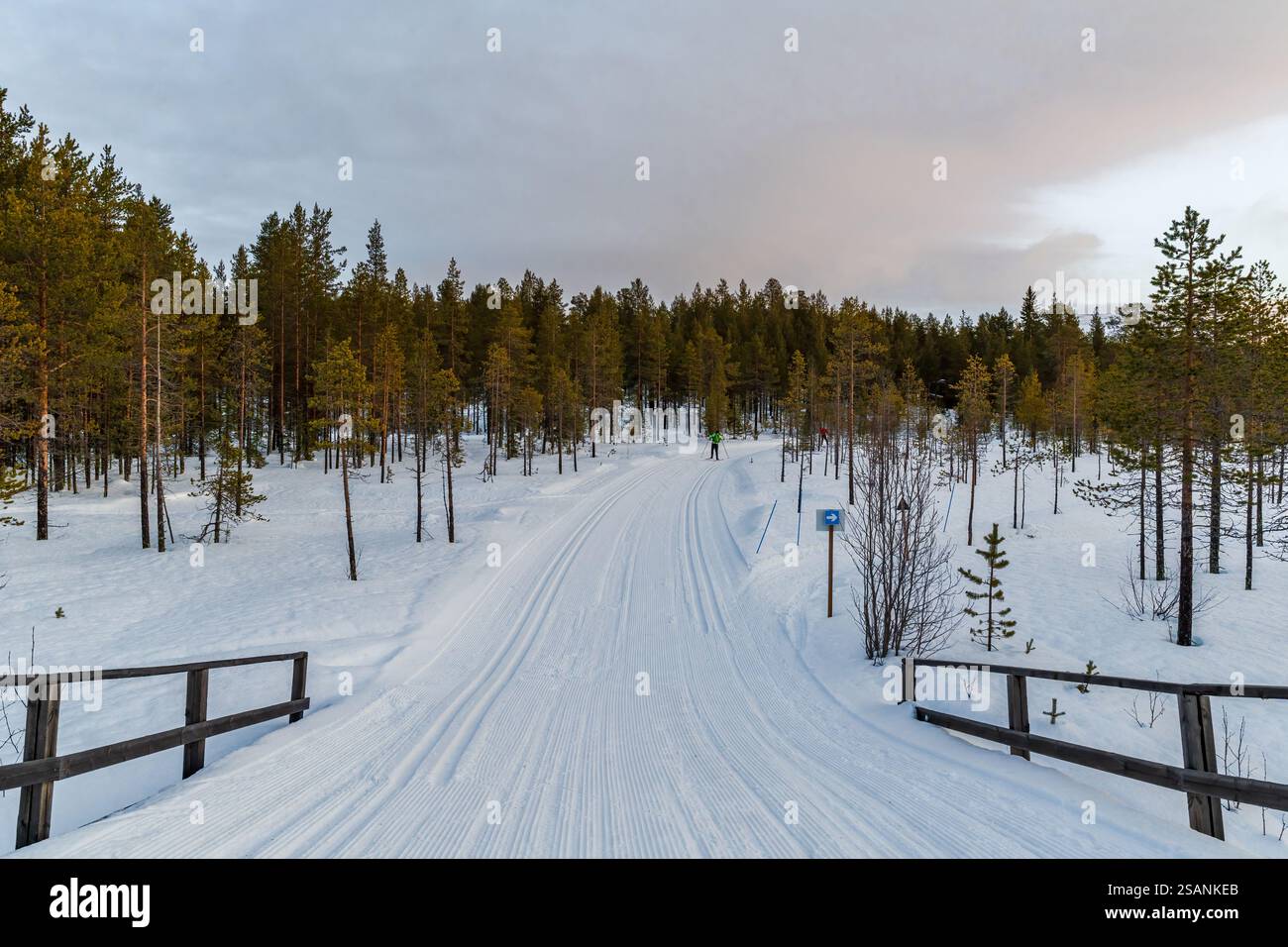 Beautiful winter landscape in Finnish Lapland around Akaslompolo ...