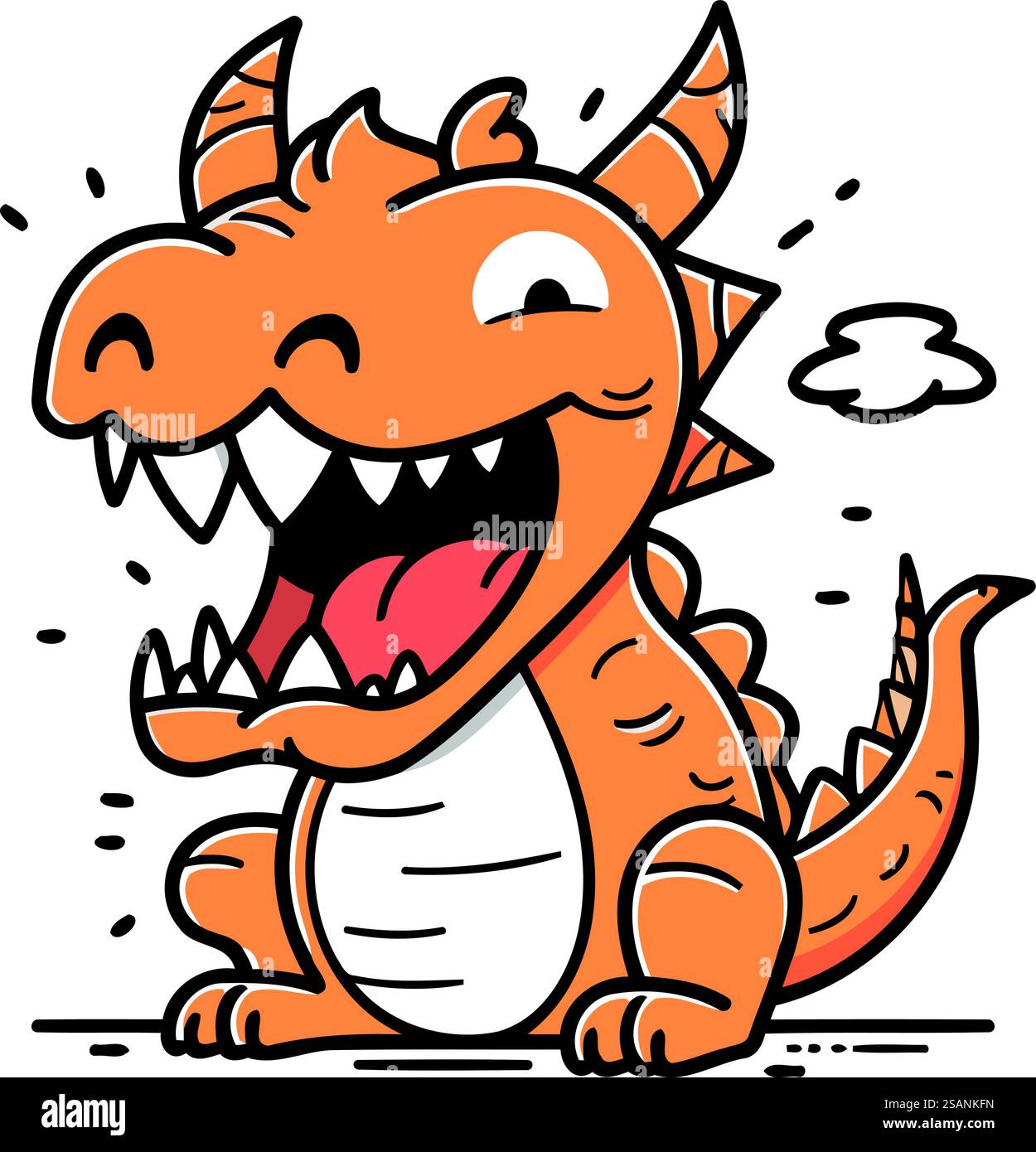 Funny cartoon dragon. Vector illustration isolated on a white ...