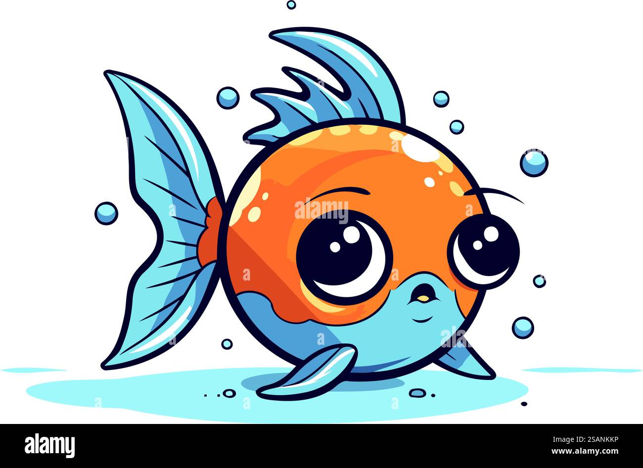 Cute cartoon goldfish. Vector illustration isolated on white background ...