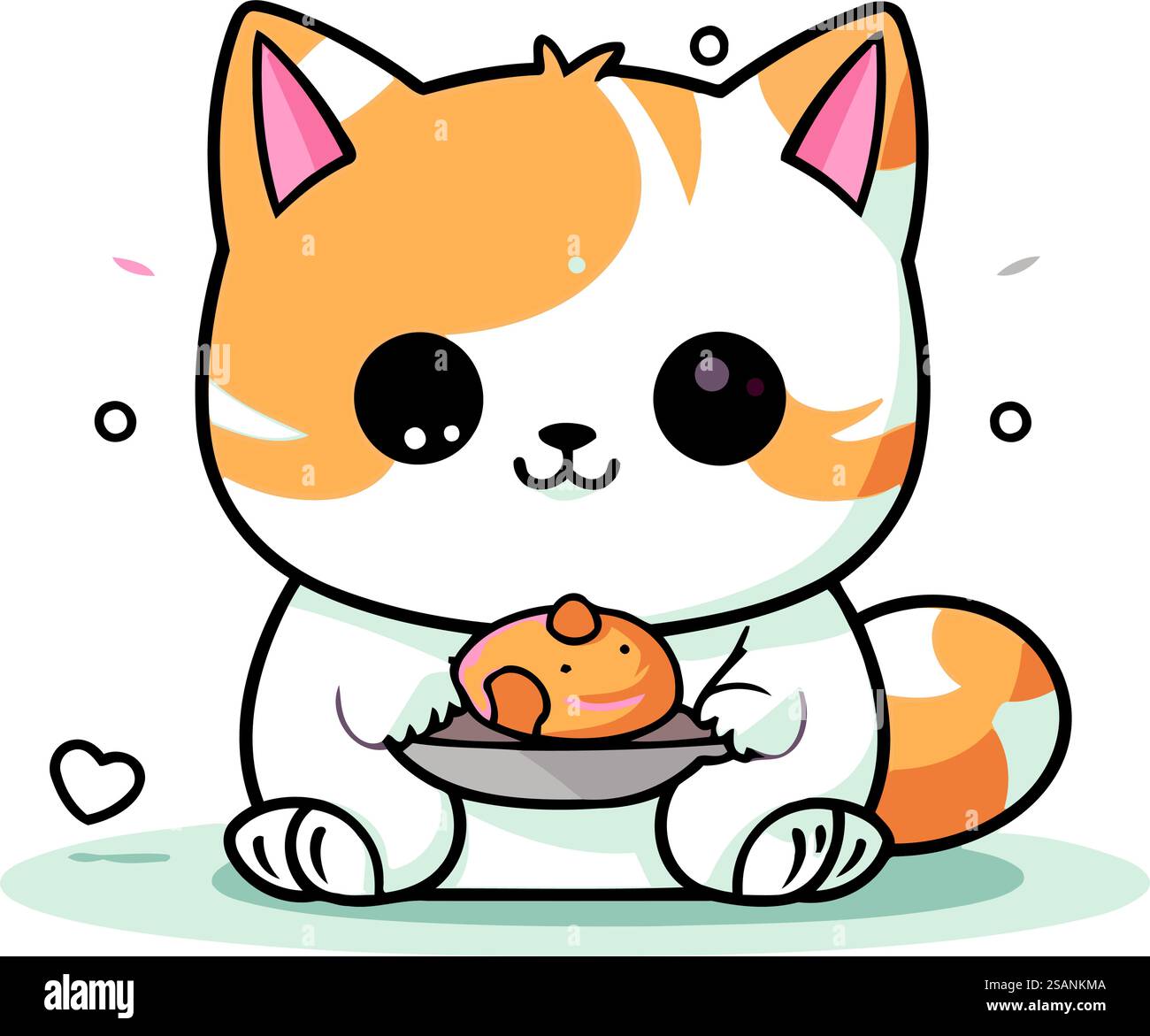 Cute cat holding a plate of food. Cartoon vector illustration Stock ...