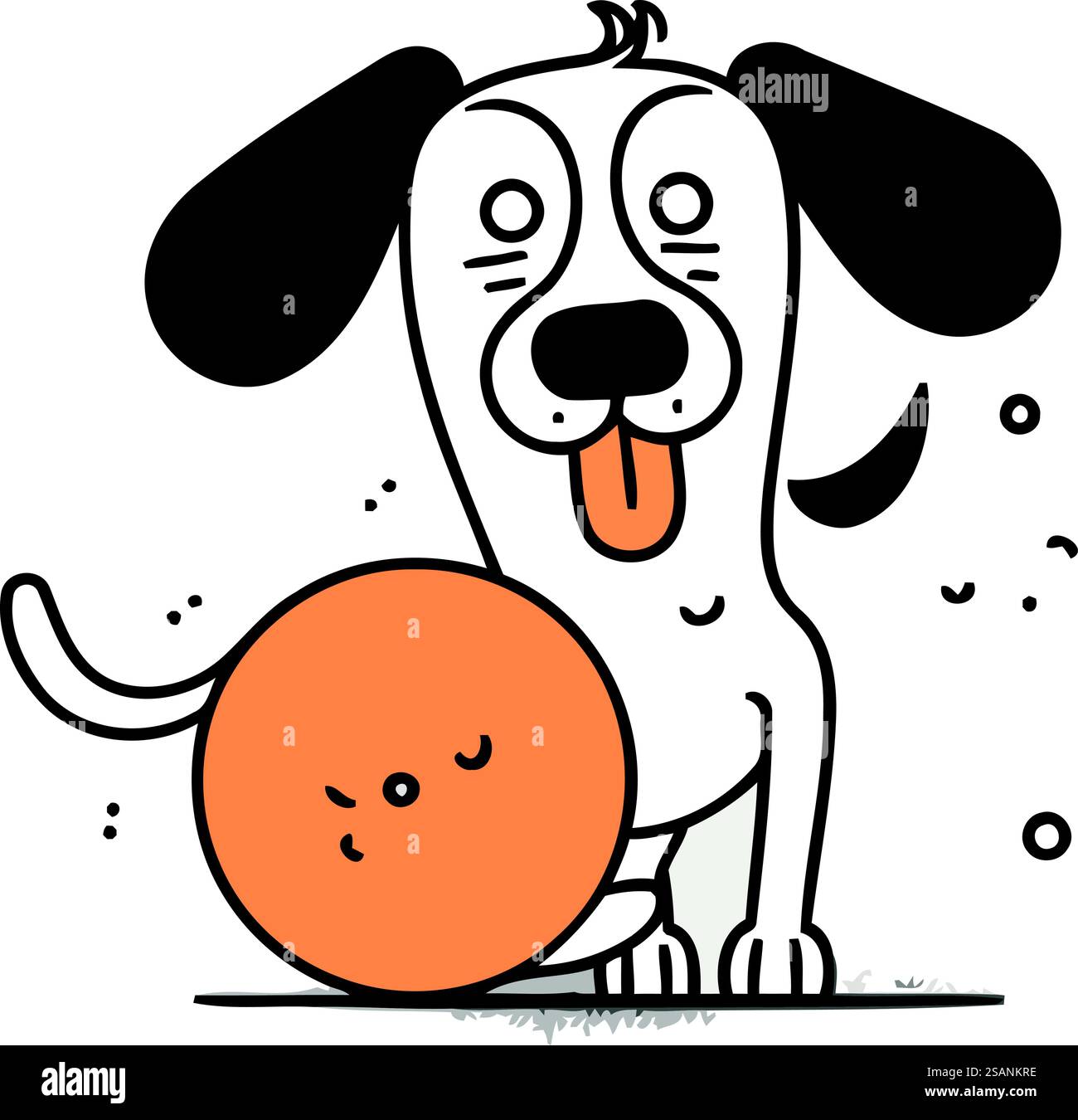 Cartoon doodle dog with an orange. Vector illustration Stock Vector ...