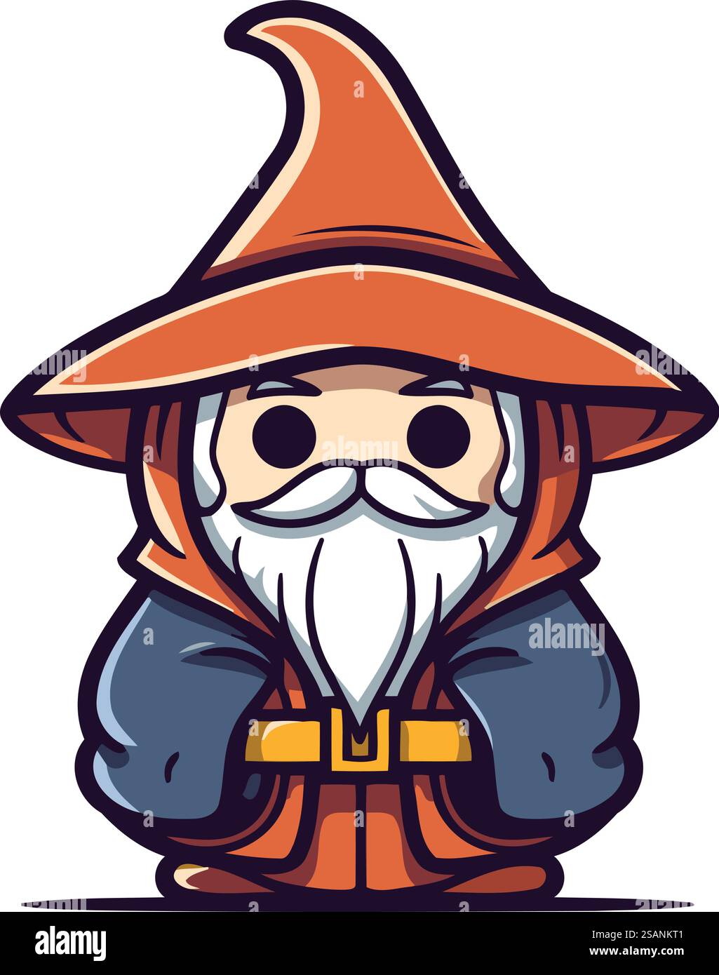 Cartoon Wizard with hat and cloak. Vector illustration of a wizard ...
