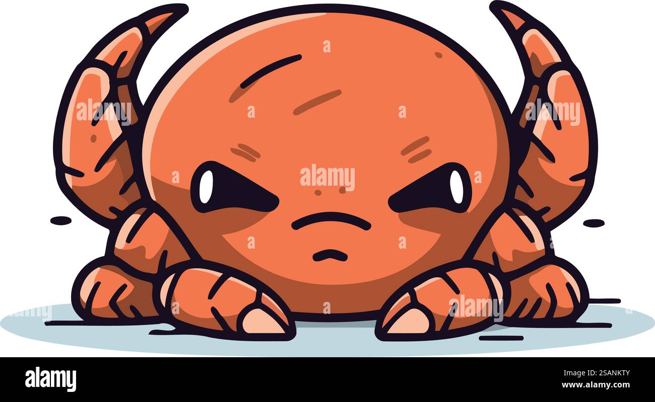 Cute cartoon crab character. Vector illustration isolated on white ...