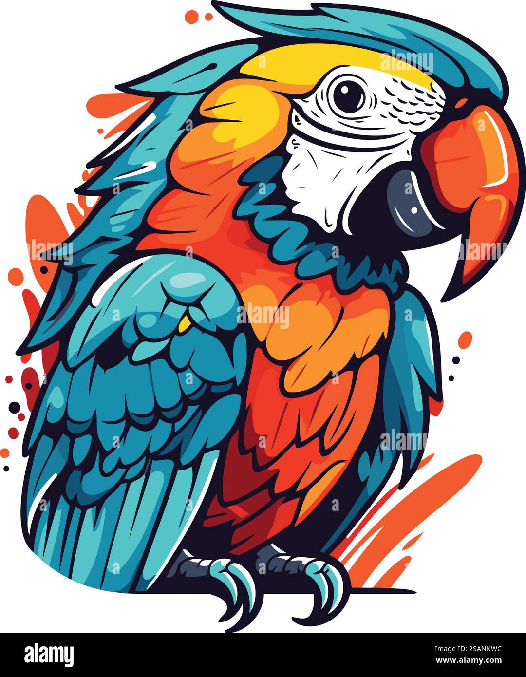 Colorful parrot. Vector illustration. Isolated on white background ...