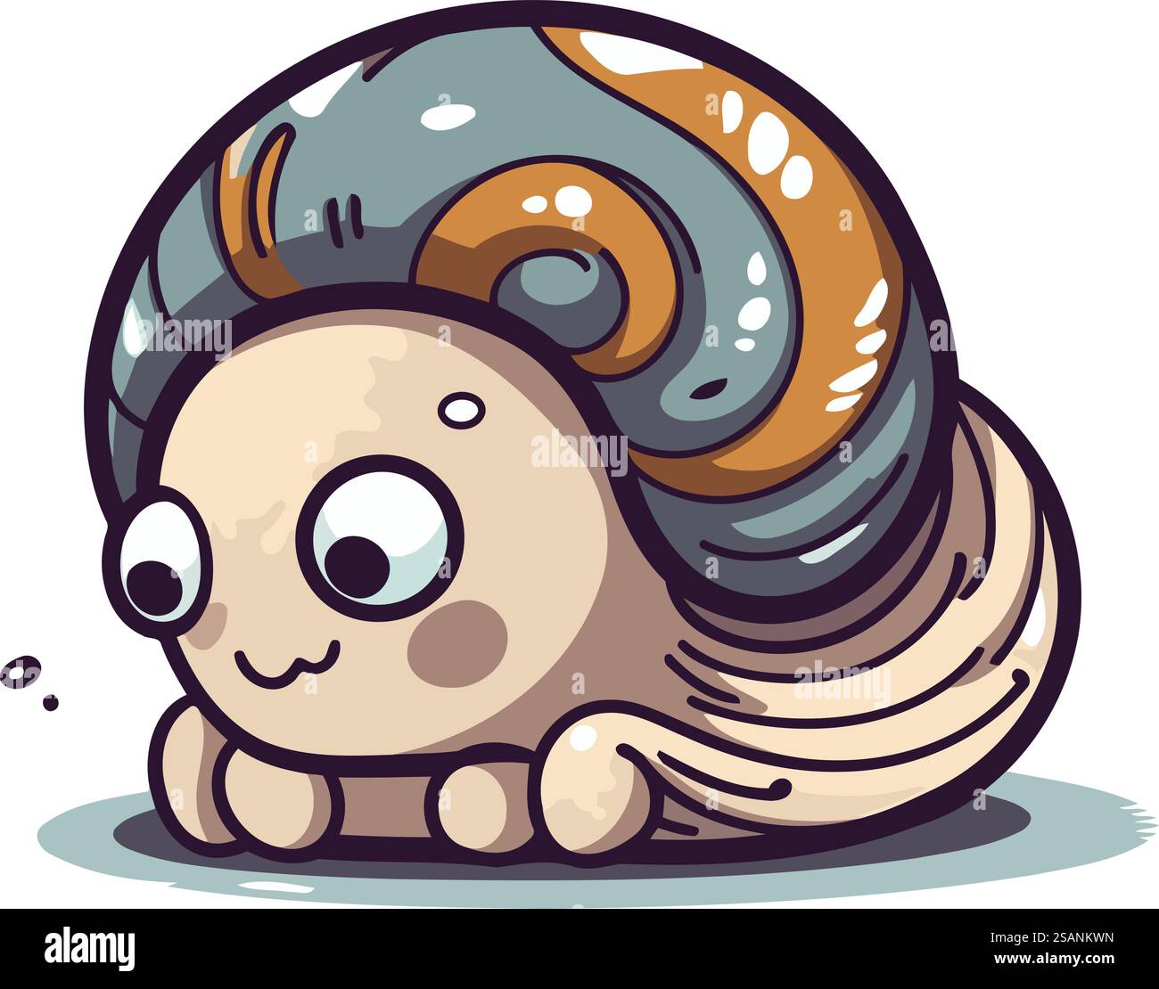 Cute cartoon snail. Vector illustration. Isolated on white background ...