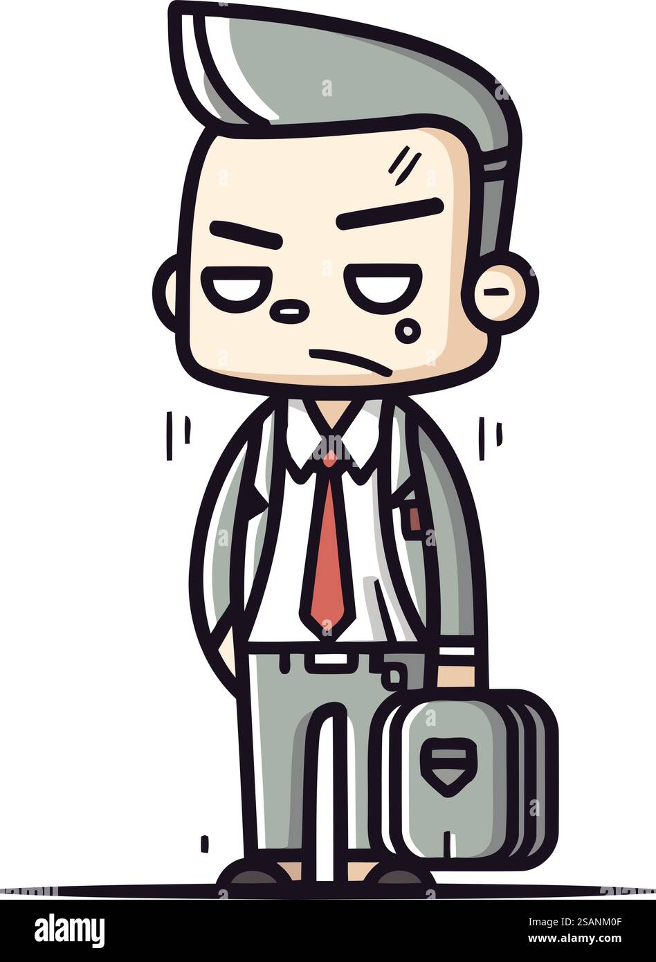 Sad Businessman with Suitcase Retro Cartoon Vector Illustration Stock ...