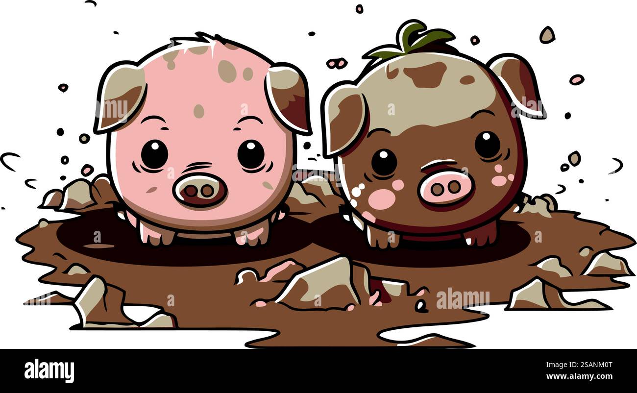 Pig in mud illustration hi-res stock photography and images - Alamy