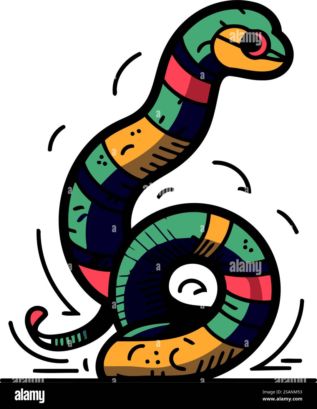 Cute cartoon snake. Vector illustration. Isolated on white background ...