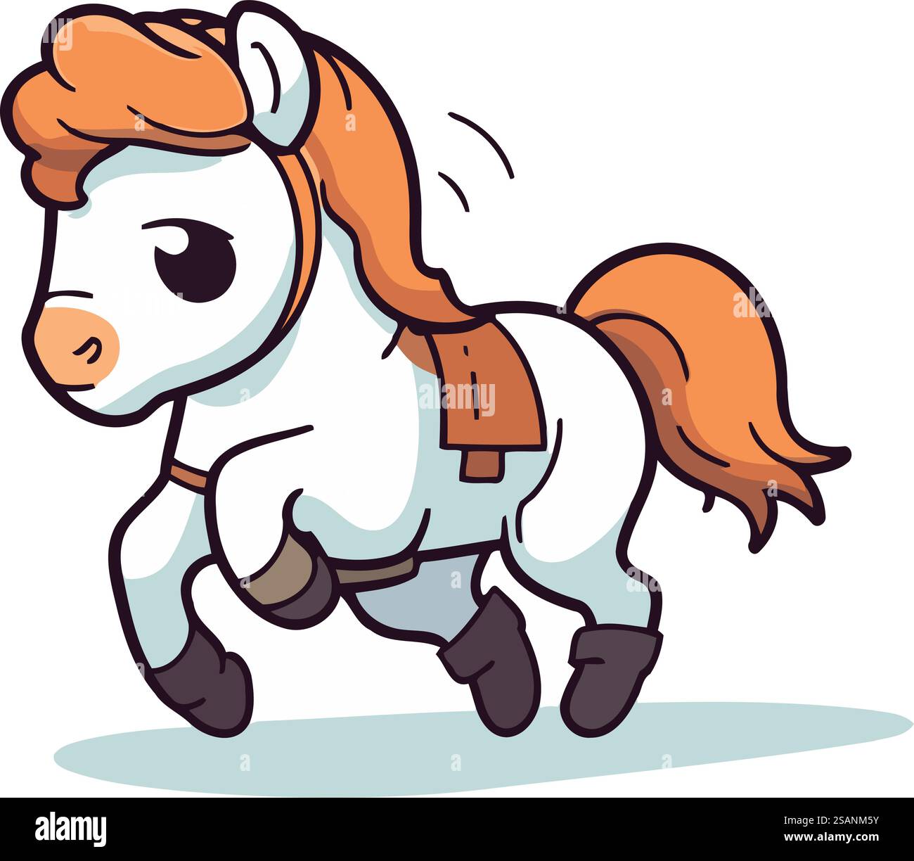Cute cartoon pony running. Vector illustration isolated on white ...