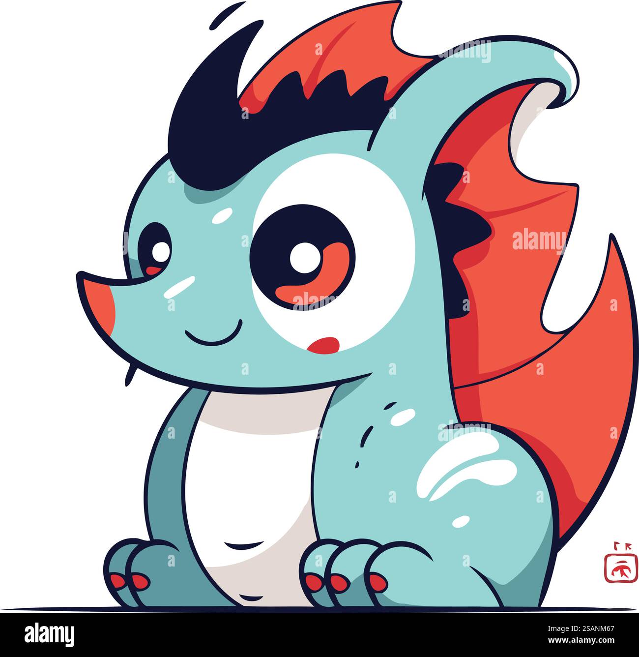 Cute cartoon dragon character isolated on white background. Vector ...