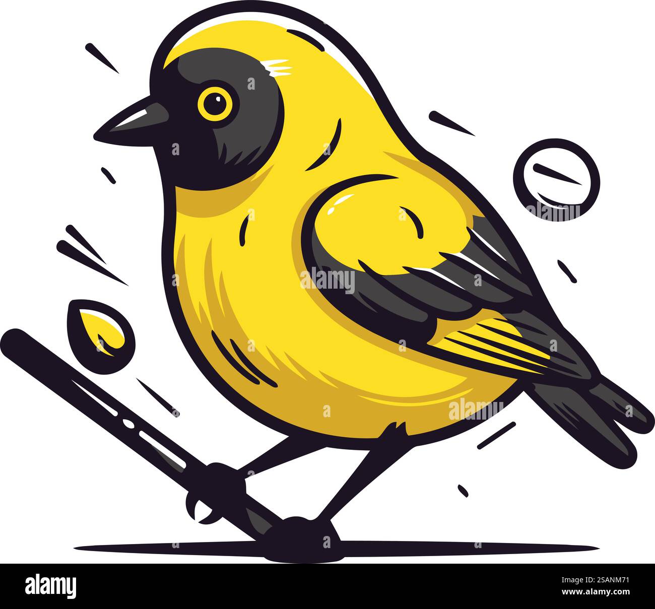 Cartoon goldfinch. Vector illustration. Isolated on white background ...
